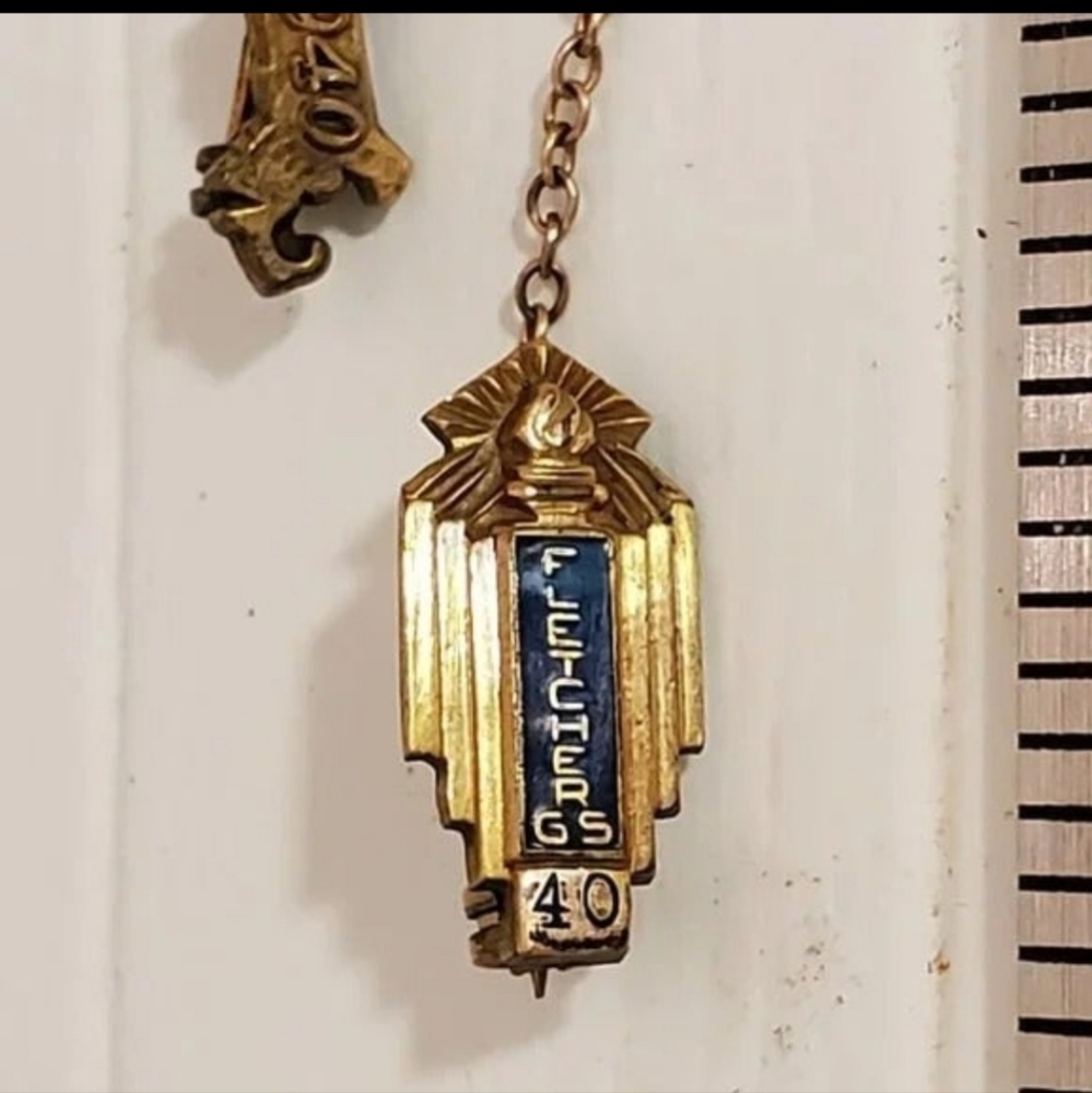 10k Gold And Blue Tie Tack 1940s - Gem